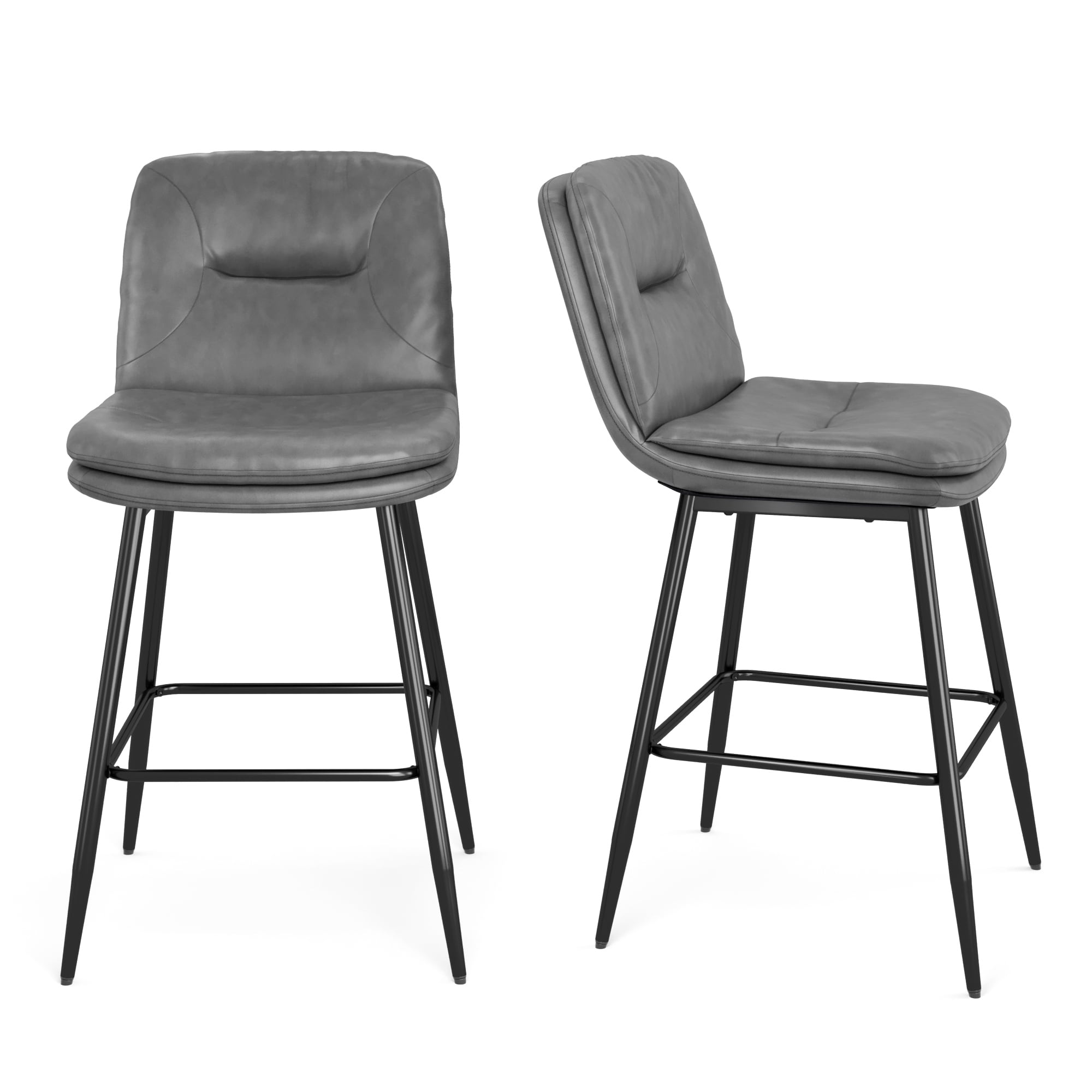 LUE BONA Bar Stools, Double-Layer Faux Leather Upholstered Counter ...