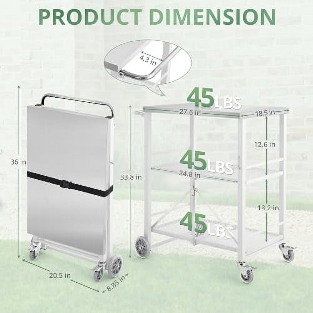 LUE BONA Foldable Outdoor Grill Table with 2 Total Lock Casters ...