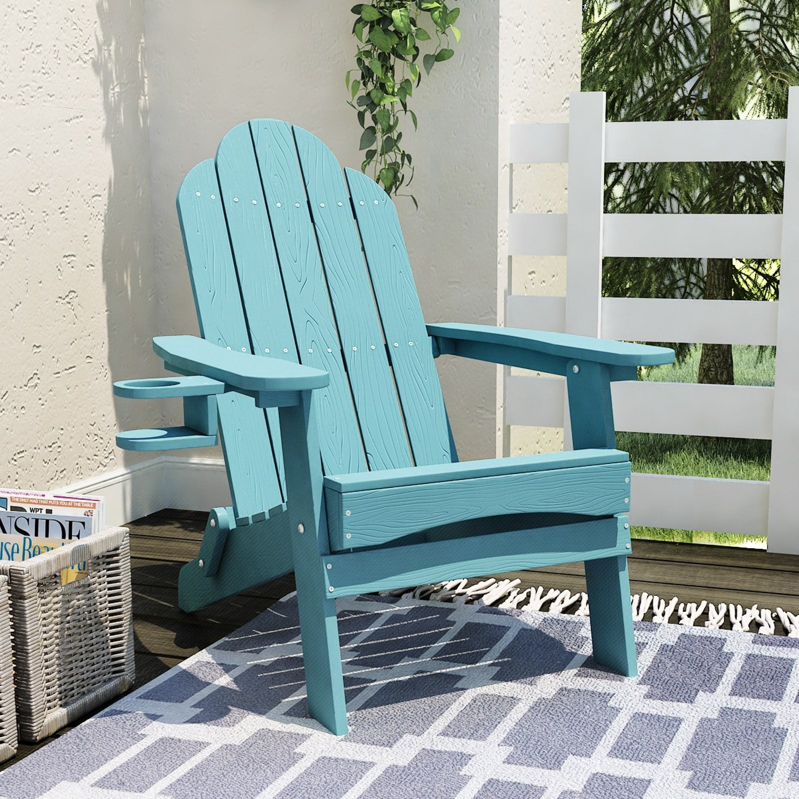 LUE BONA Folding Weather Resistant Outdoor Plastic Adirondack Chair ...
