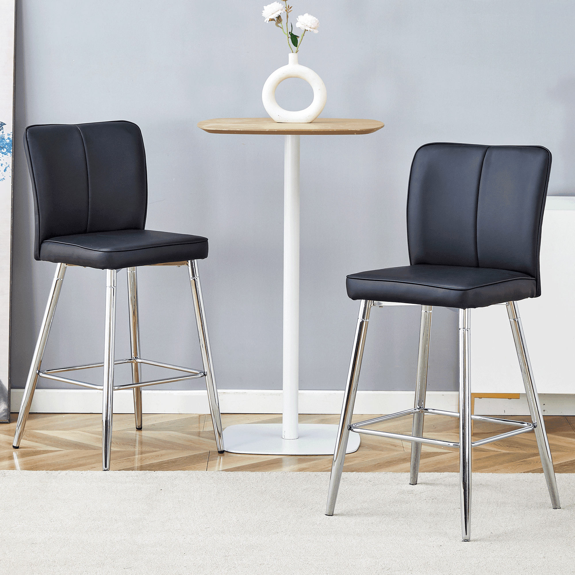 LUFTUT Bar Stools Set of 2, Counter Height Barstools with Back, Modern ...