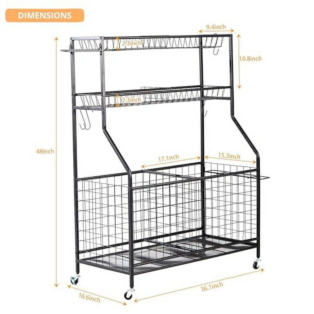 LUGO Heavy-Duty Garage Sports Equipment Organizer with Wheels, Indoor ...