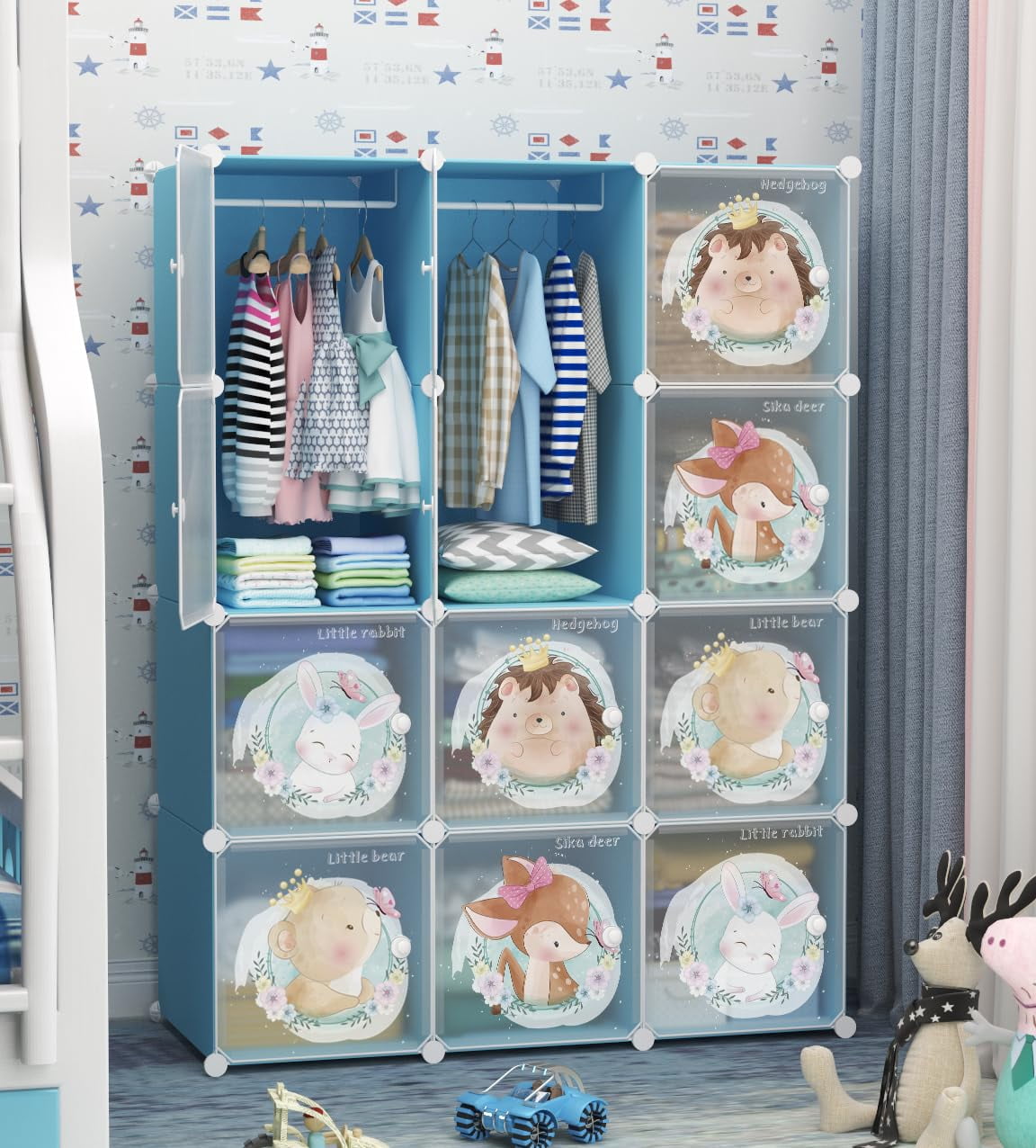 LUHI Stylish 12 Door Baby Foldable Wardrobe for Clothes Storage Kids ...