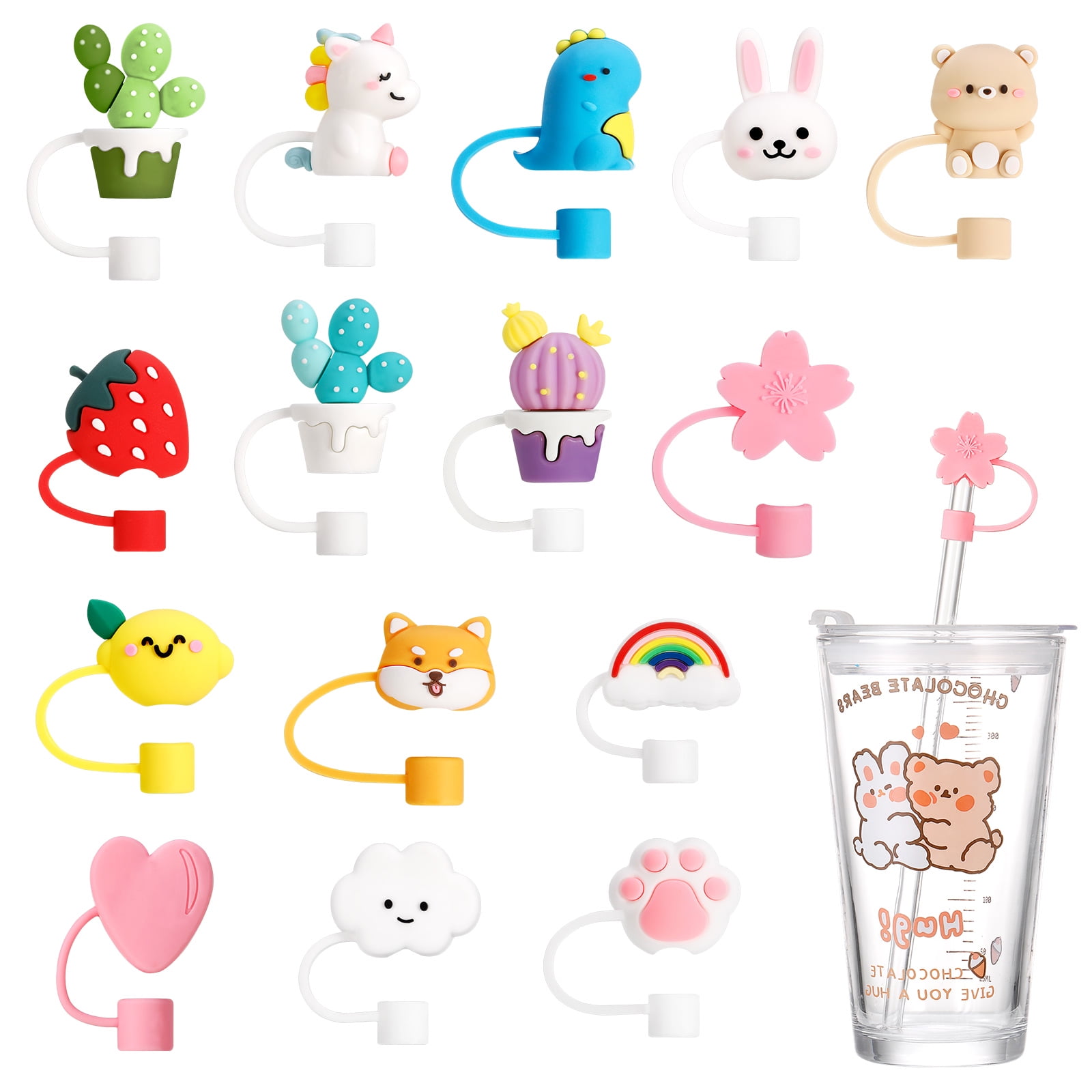 LUIISIS 15 Pcs Silicone Straw Cover Caps, 7-8mm Topper for Tumblers ...