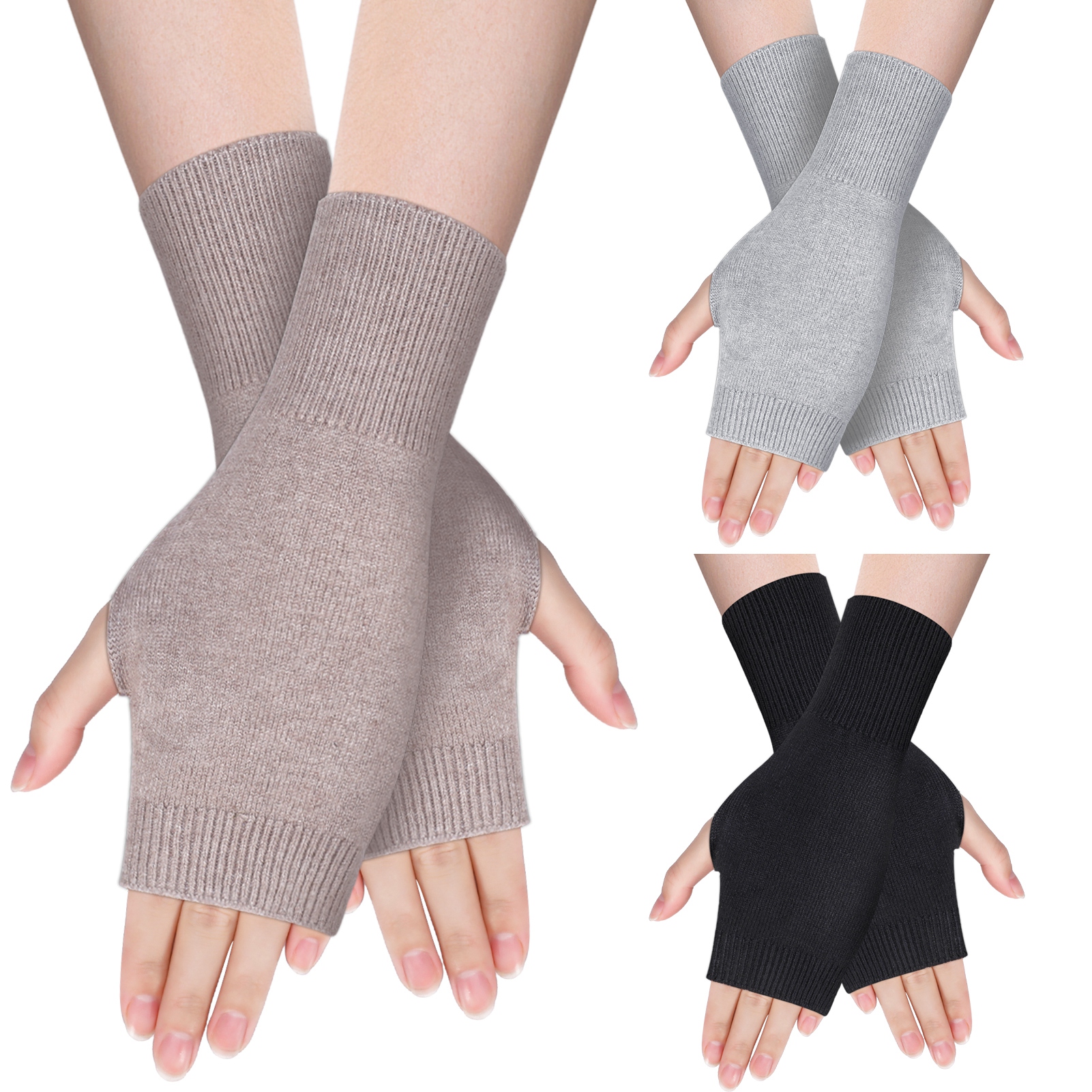 Lady Warm Winter Long Fingerless Gloves Mittens Purple - Walmart.com