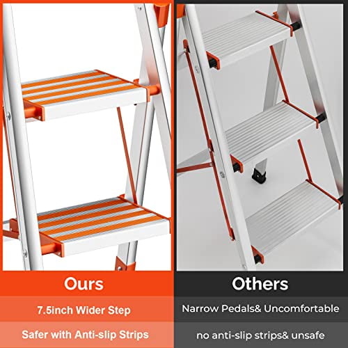 LUISLADDERS 2 Step Ladder Aluminum Lightweight Folding Step Stool ...