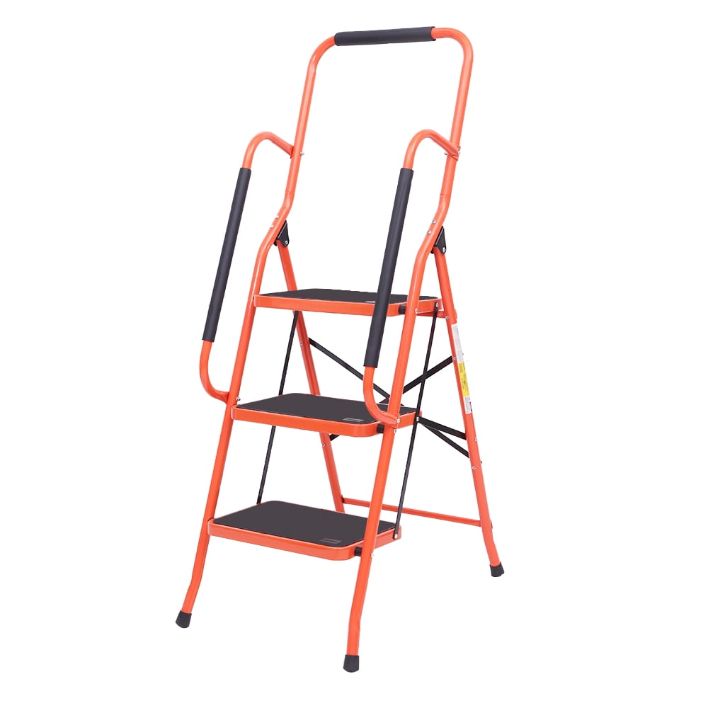 LUISLADDERS 3 Step Ladder Safety Folding Anti-Slip Step Stool with ...