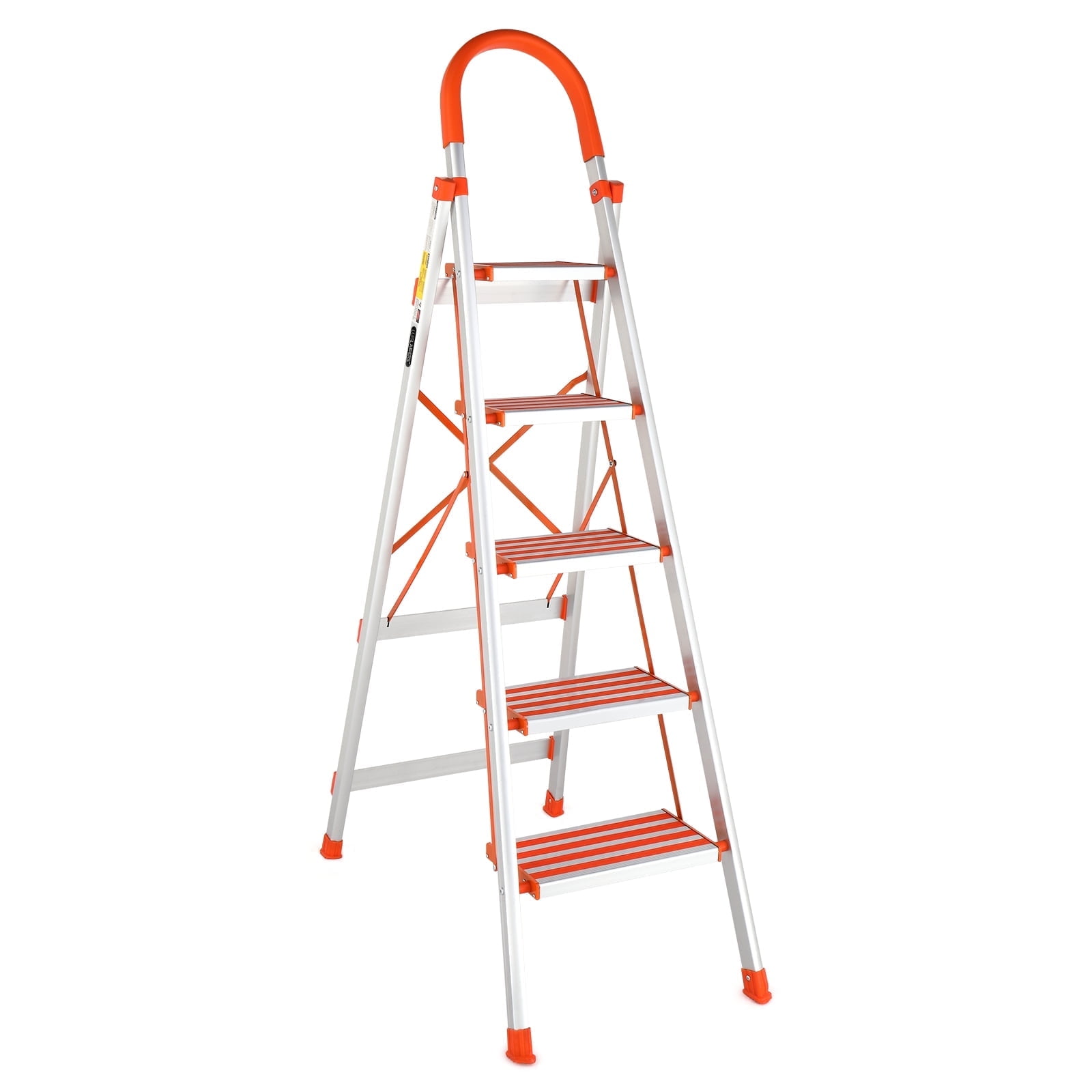 LUISLADDERS 5 Step Ladder with Handrails, Aluminum Lightweight Folding ...