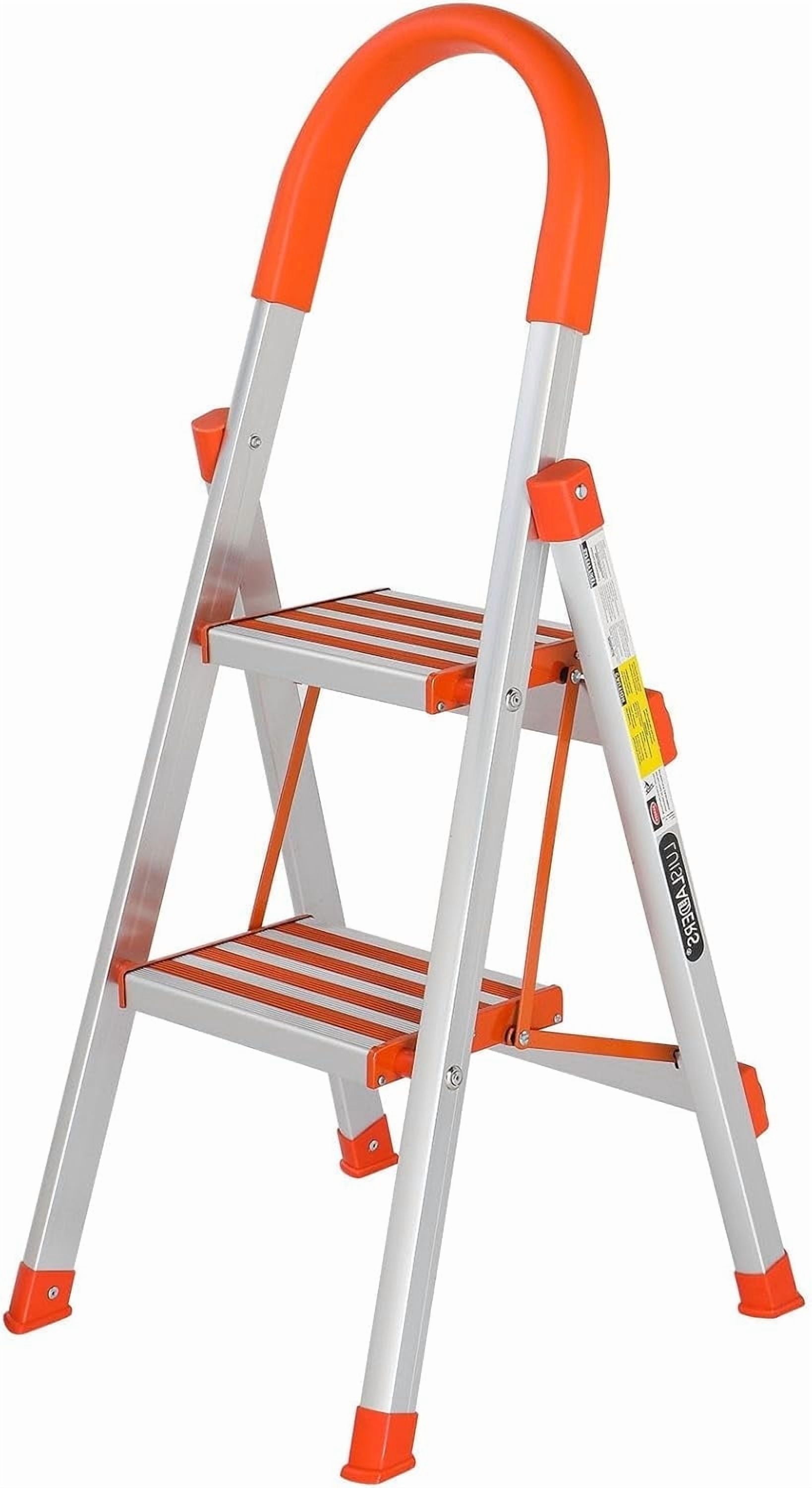 LUISLADDERS 2 Step Ladder with Handrails, Aluminum Lightweight Folding ...