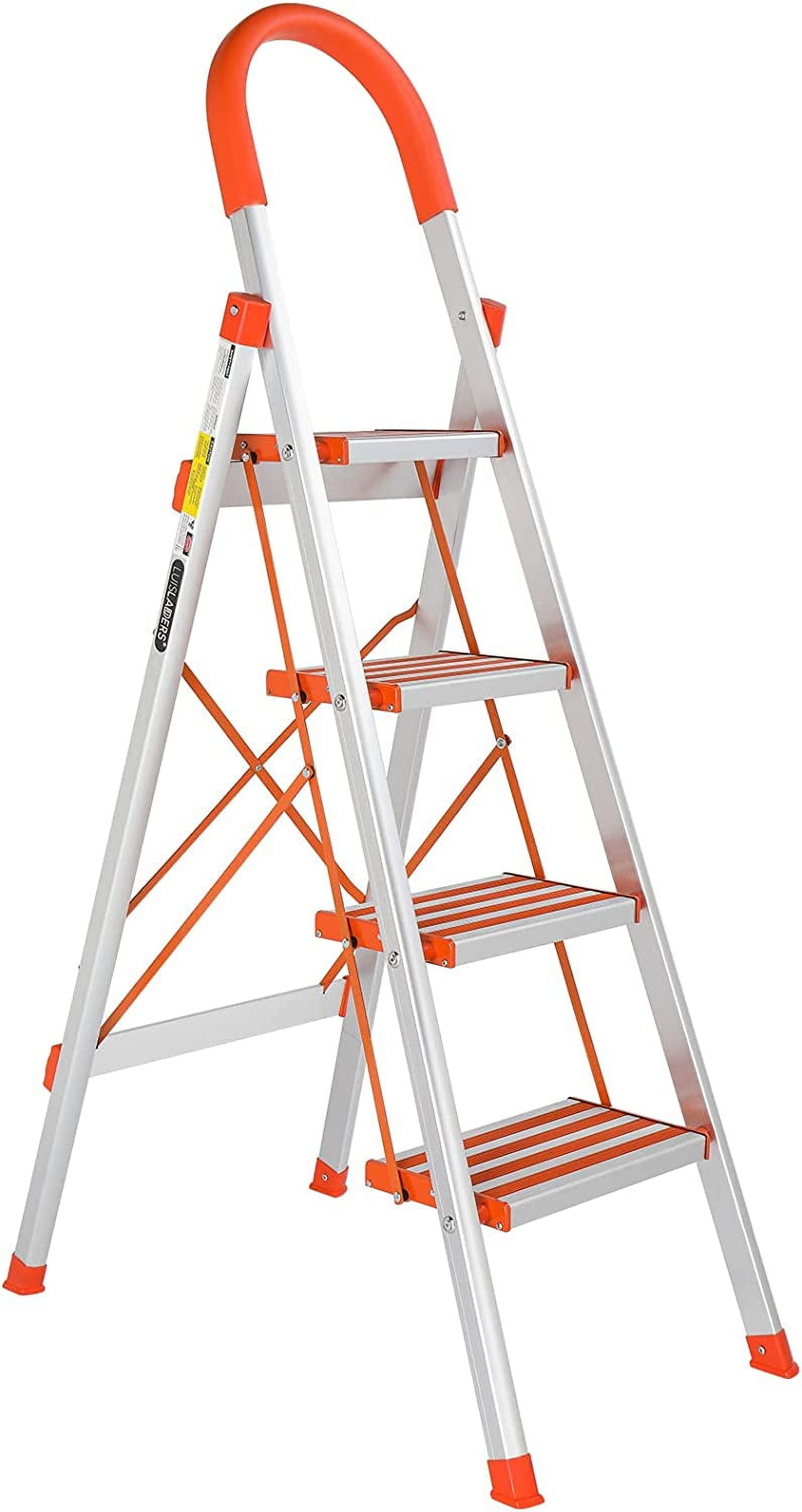LUISLADDERS 4 Step Ladder with Handrails Aluminum Lightweight Folding ...
