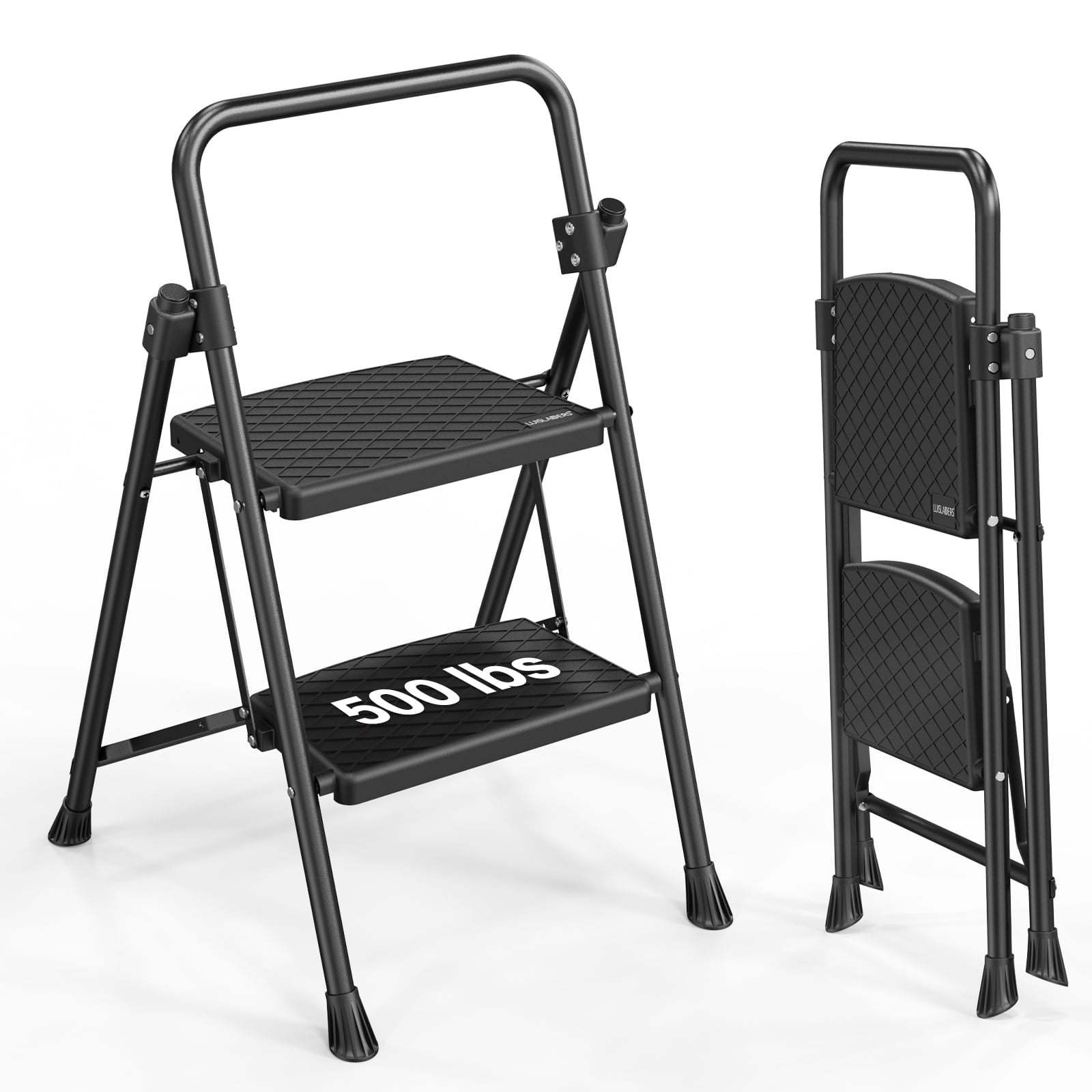 LUISLADDERS 2 Step Ladder, Folding Step Stool with Widened Anti-Slip ...