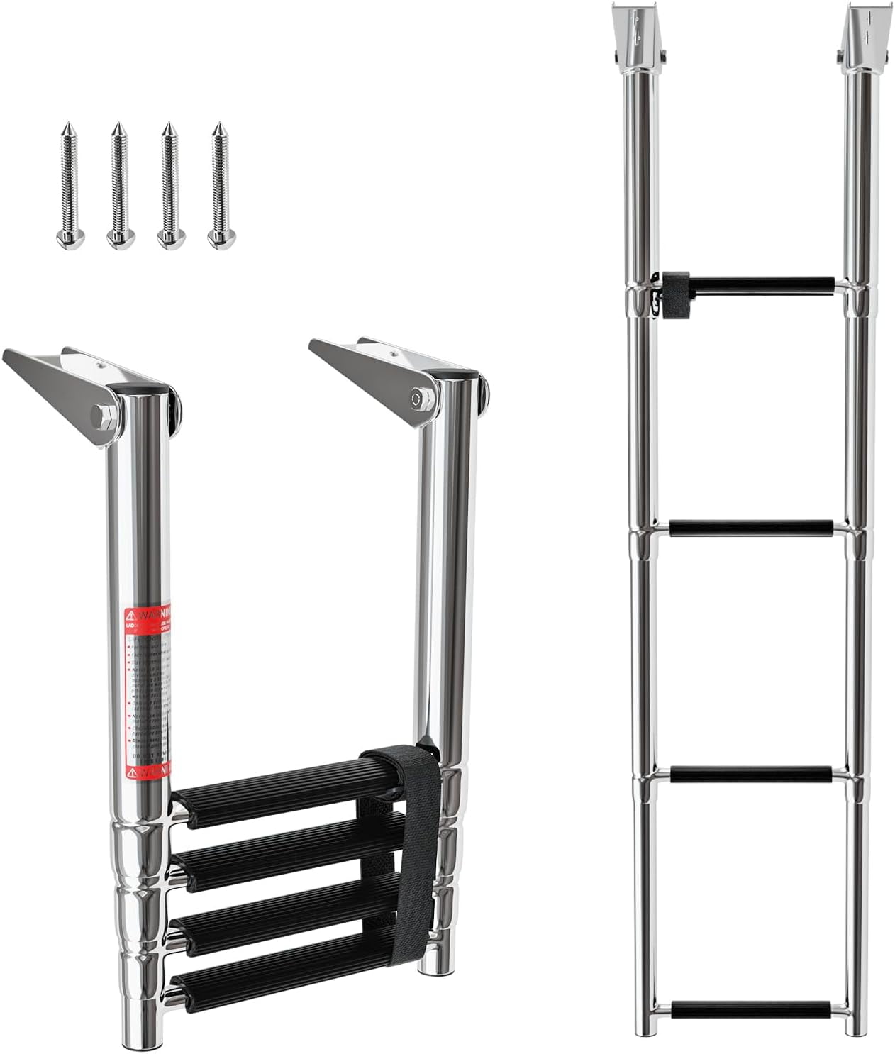 LUISLADDERS Boat Ladder 4 Step Folding, Heavy Duty 316 Stainless Steel ...