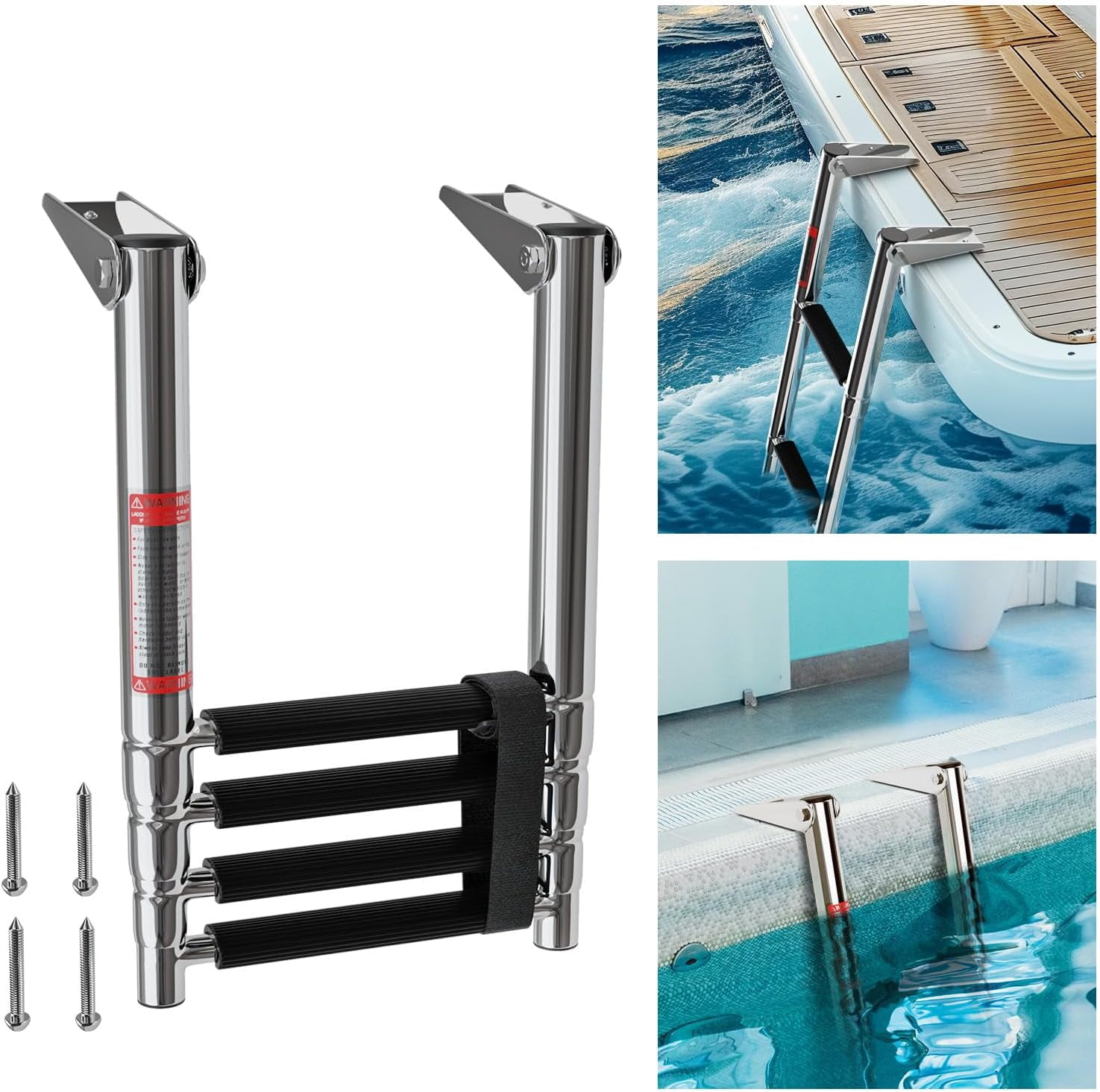 LUISLADDERS Boat Ladder 4 Step Folding - Walmart.com