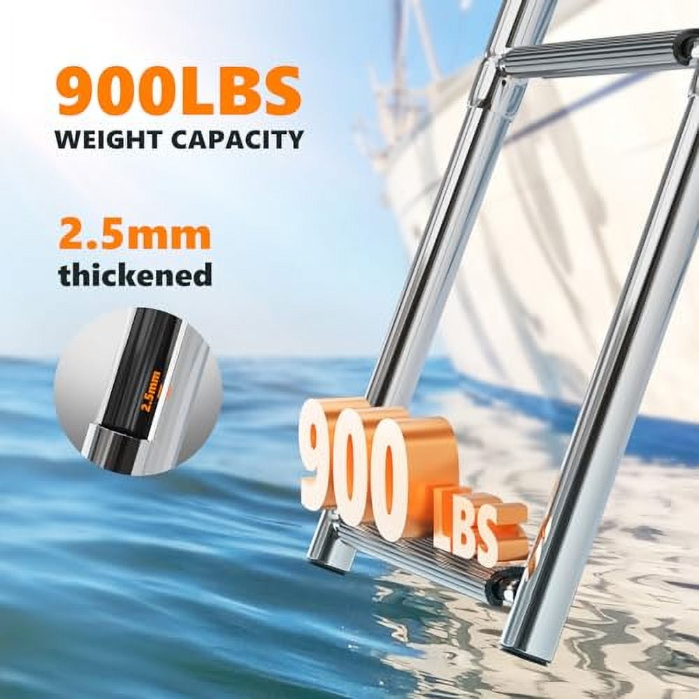 LUISLADDERS Boat Ladder 4 Step Folding - Walmart.com