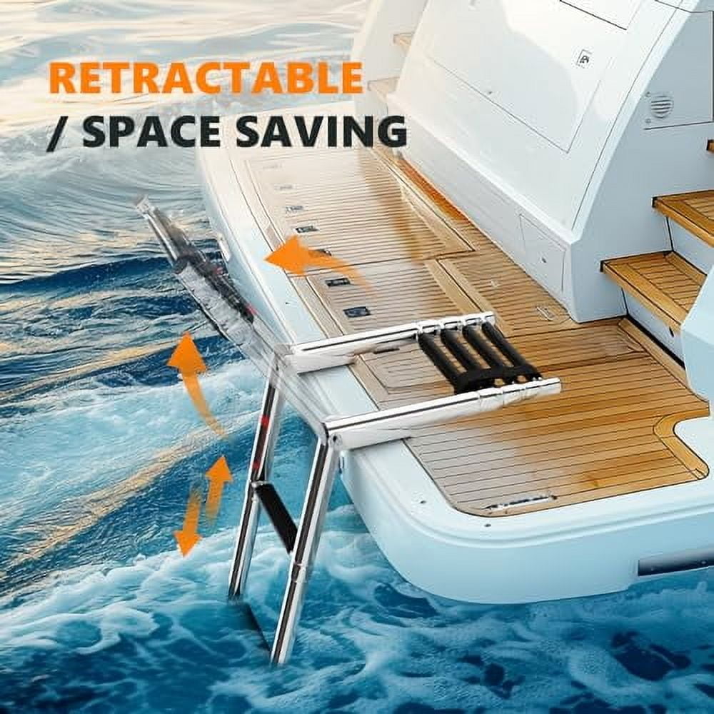 LUISLADDERS Boat Ladder 4 Step Folding - Walmart.com