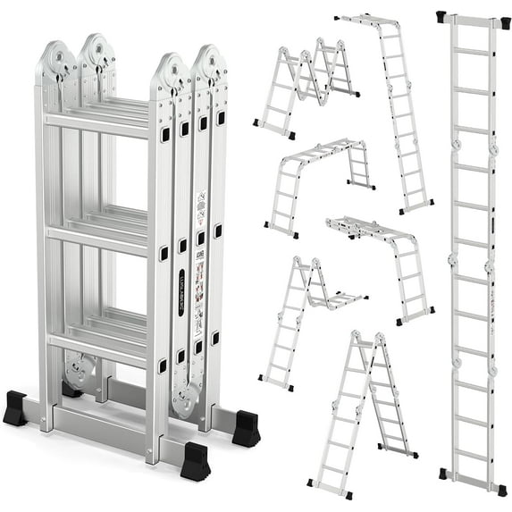 LUISLADDERS Folding Ladder Multi-Purpose Aluminium Extension 7 in 1 ...
