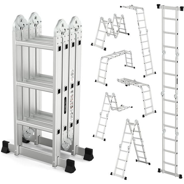 LUISLADDERS Folding Ladder Multi-Purpose Aluminium Extension 7 in 1 ...