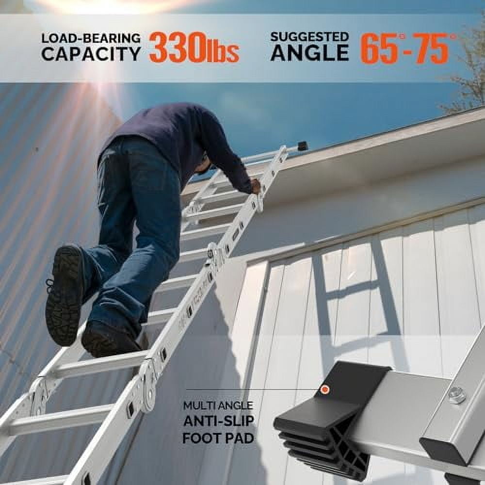 LUISLADDERS Folding Ladder Multi-Purpose Aluminium Extension 7 in 1 ...