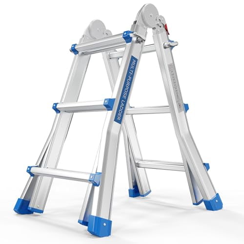 LUISLADDERS Ladder, A Frame 3 Step Ladder Telescoping Ladder, 13 ft ...
