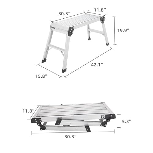 LUISLADDERS Step Ladder Aluminum Work Platform Ladder Drywall Bench ...