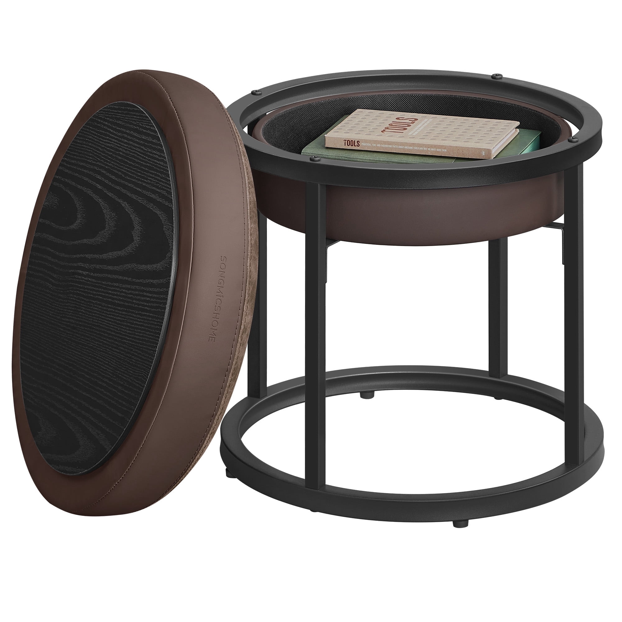 SONGMICS HOME LUIZ Collection - Ottoman Footstool Round Ottoman Vanity ...