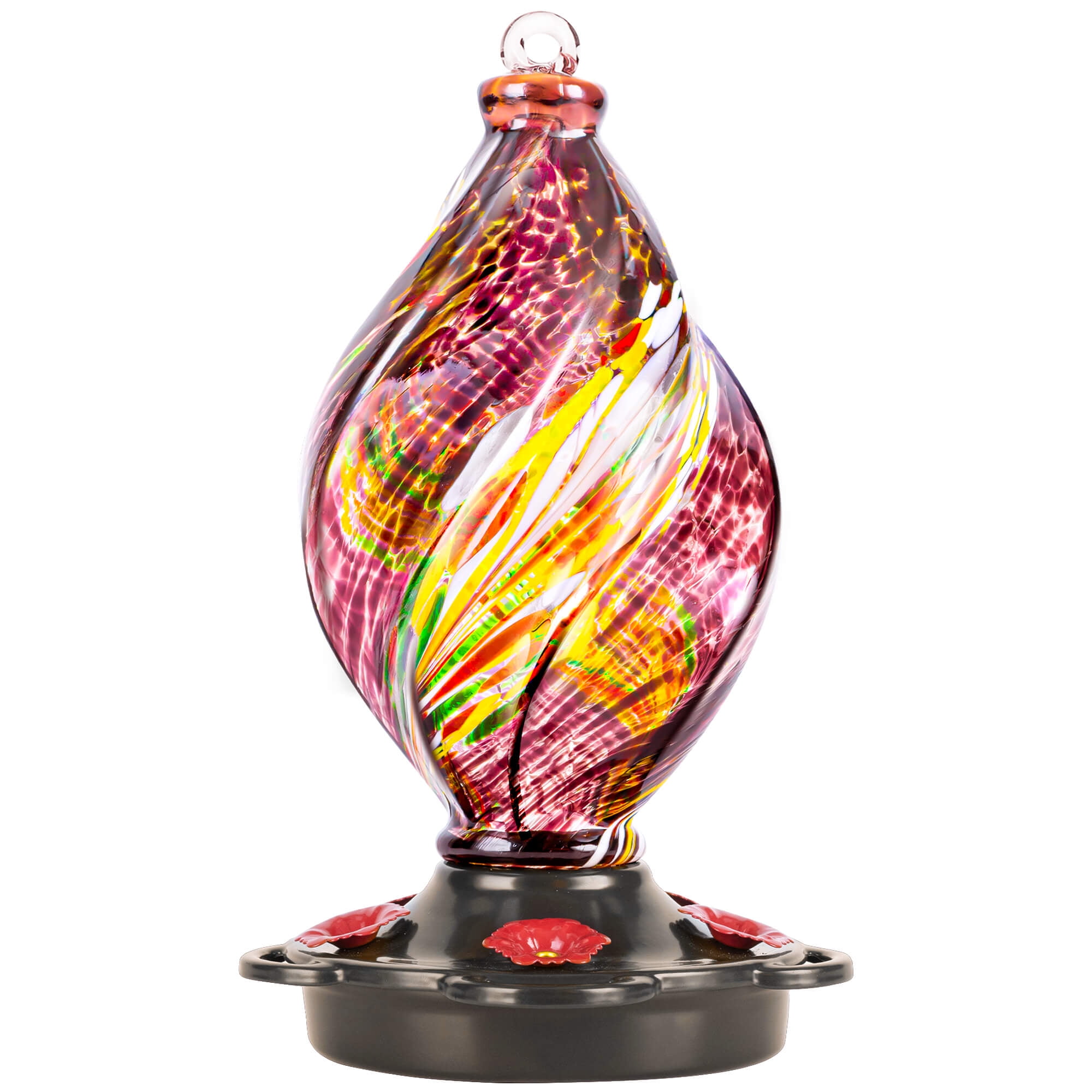 LUJII Hand Blown Glass Hummingbird Feeder, Ice Cream Shape, 28 fl.oz ...