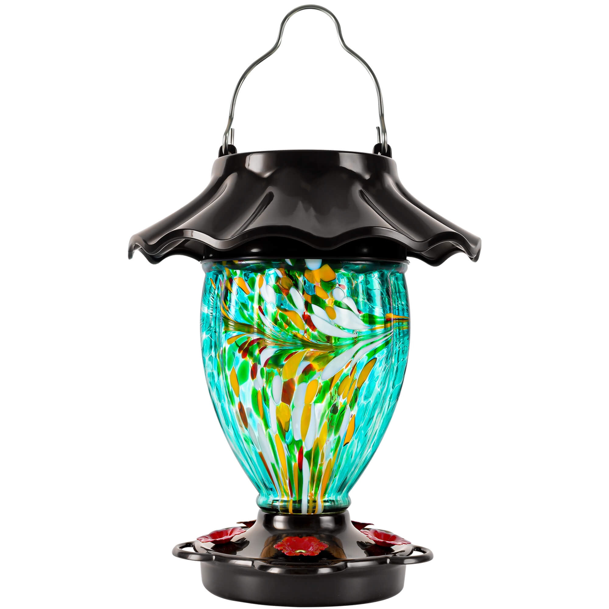 LUJII Solar Powered Color Changing Hummingbird Feeder for Outdoors ...