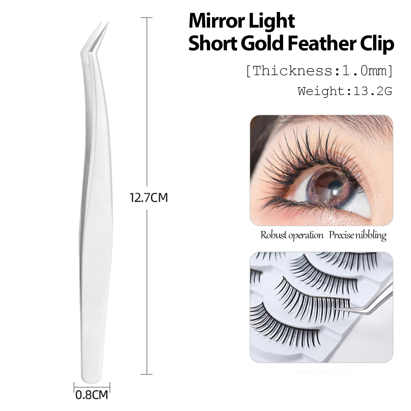 LUJITO 1Pcs Short Gold Feather Tweezer Stainless Steel Material ...