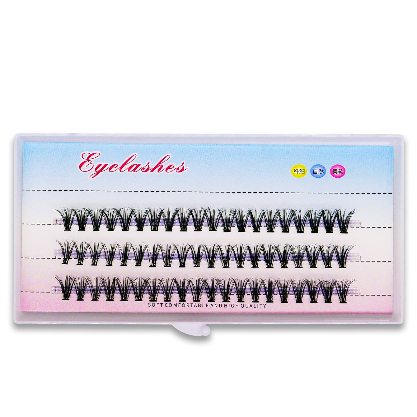 LUJITO 9mm 20D-D Curl Individual Lashes 60Pcs DIY Wispy Fluffy Clusters ...