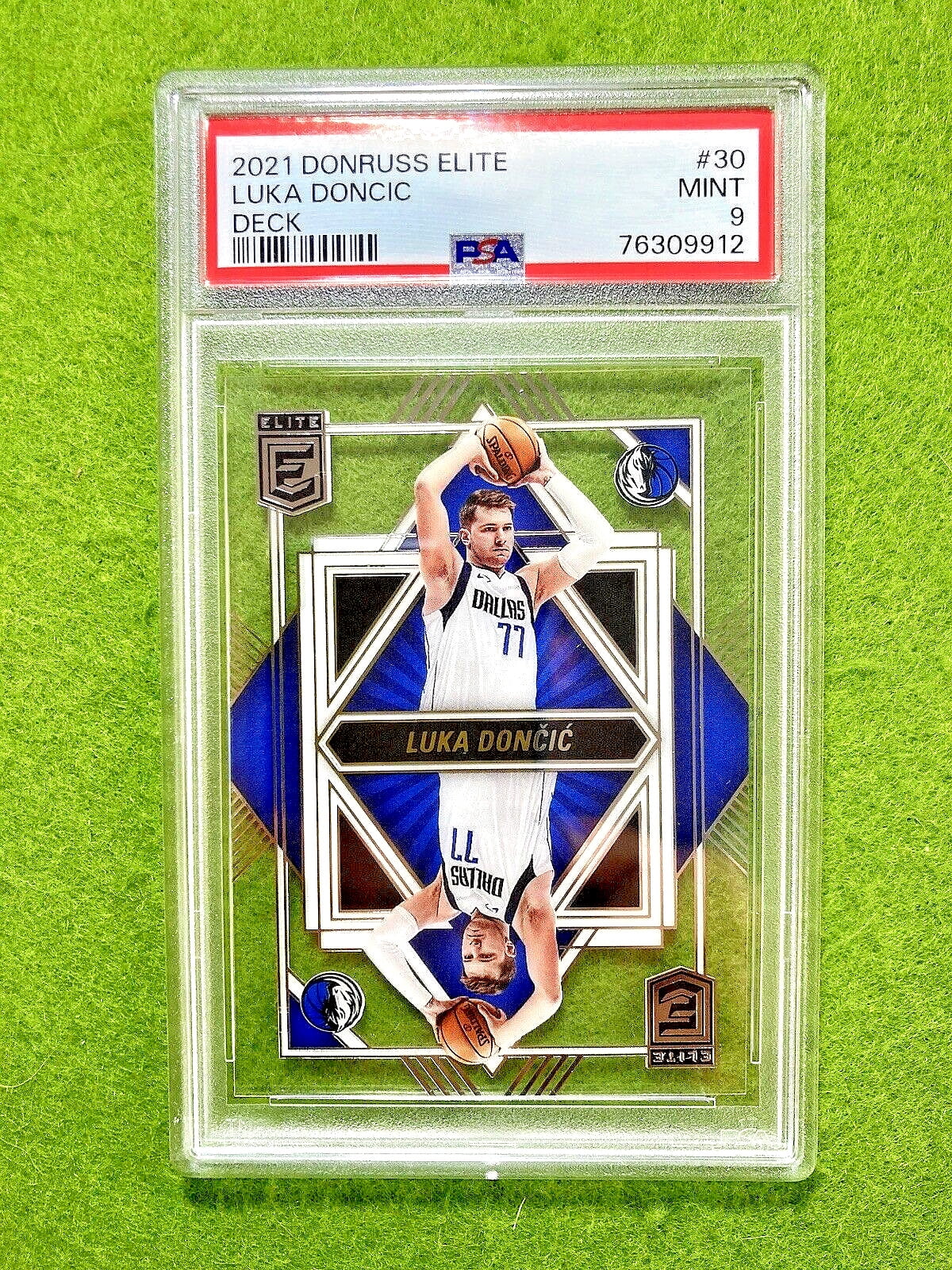 PSA 9 LUKA DONCIC CLEAR CARD JERSEY #77 MAVERICKS 2021 Elite DECK ...