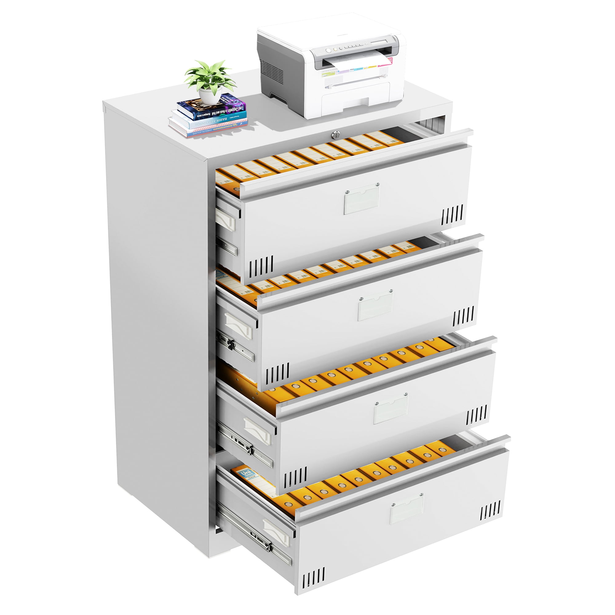 LUKEE Lateral File Cabinet with Lock and Hanging Bar, 3 Horizontal ...