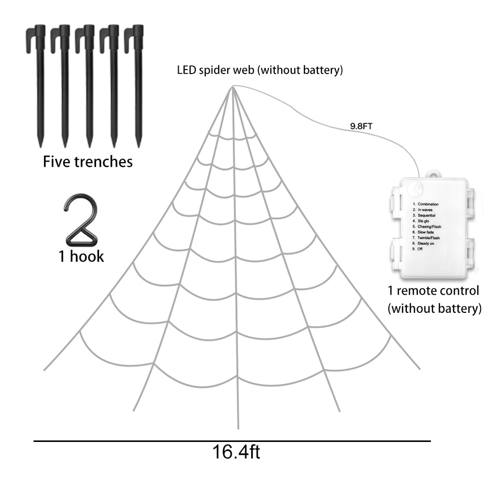 LULU Spider Web Halloween Decoration Outdoor Lights, 250 Purple LED ...