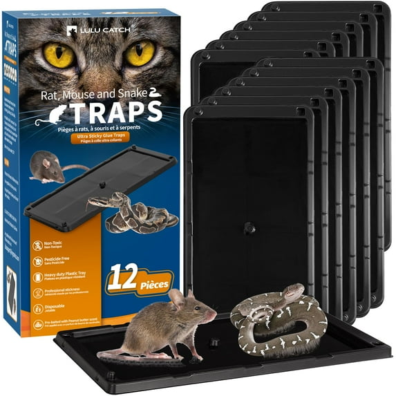 LULUCATCH Mouse Traps, 12 Pack Glue Traps, Pre-Baited Non-Toxic Bulk ...