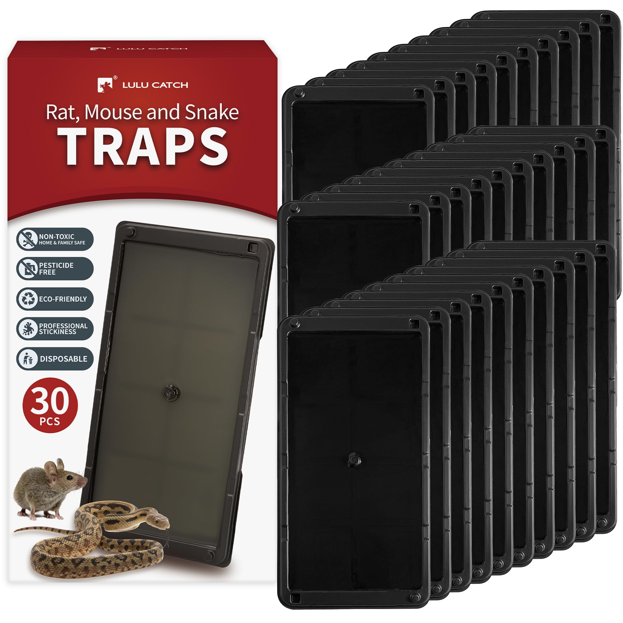 LULUCATCH Super Glue Traps 30 Pack for Mice & Snakes, Larger, Heavier ...