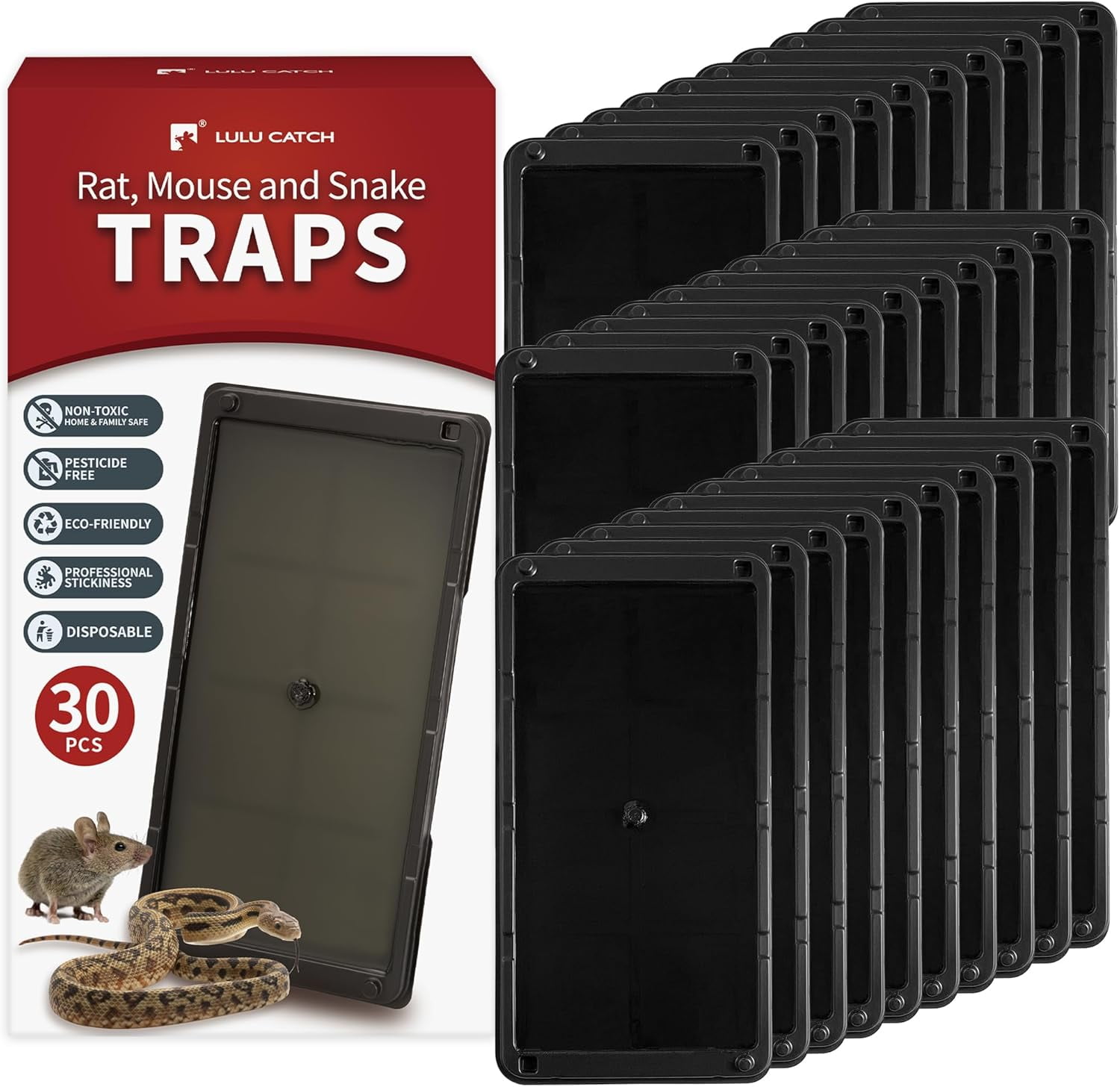LULUCATCH Super Glue Traps 48 Pack for Mice & Snakes, Larger, Heavier ...