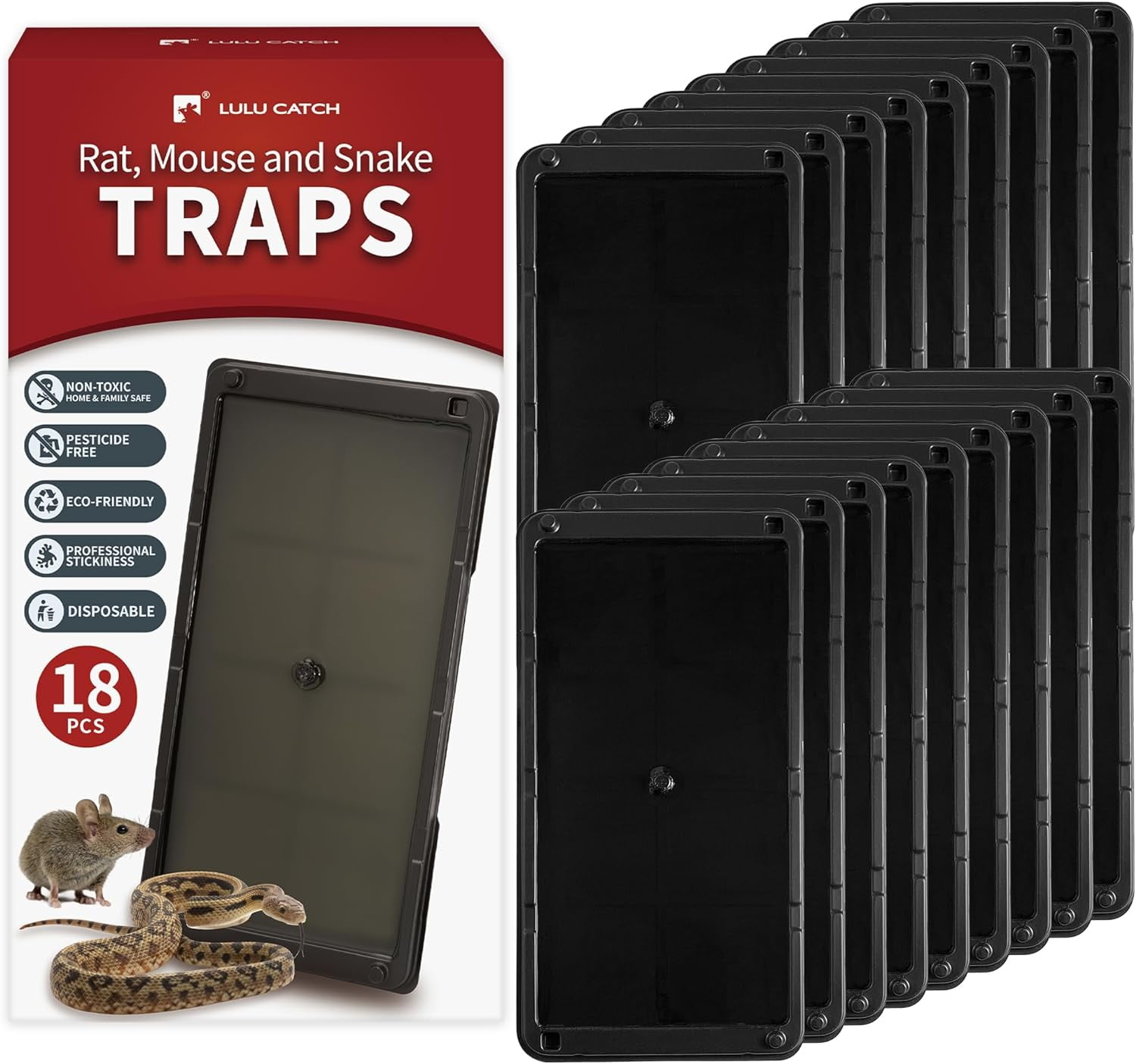 LULUCATCH Super Heavier Mouse Traps 18 Pack for Mice & Snakes with Non ...