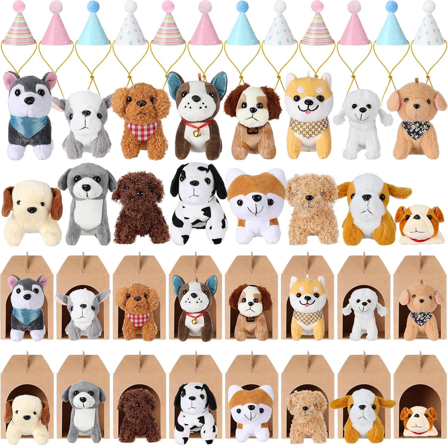 LULUDGWJ 48 Pcs Mini Plush Dog Toy Bulk Stuffed Animals Set Plush ...
