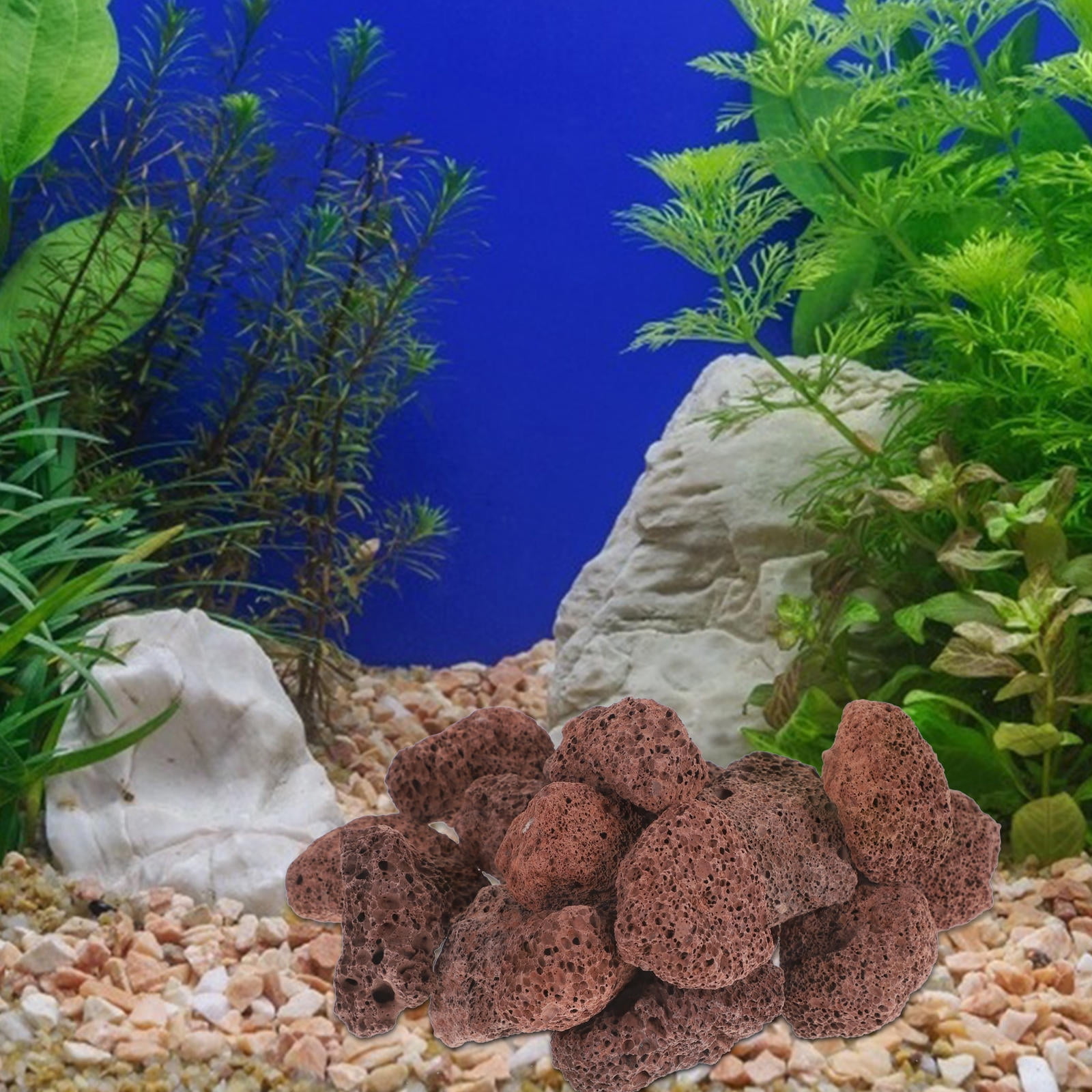 LULULION Dark Brown Volcanic Rock for Fish Tank Use, Pore-Rich, Water ...