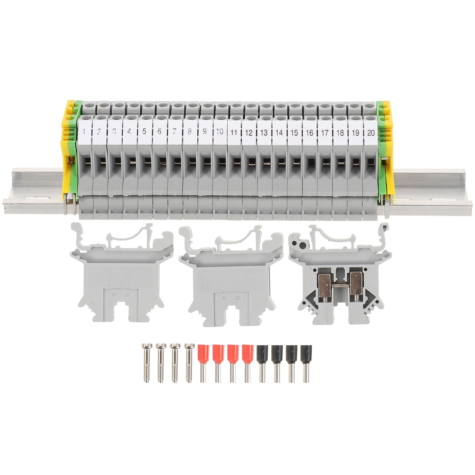 LULULION 1Set High Impact Resistance Din Rail Terminal Block Kit with ...