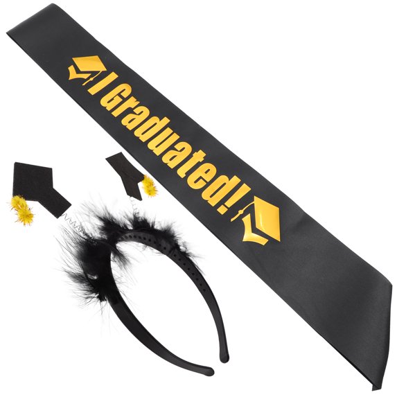 LULULION Multi Satin and Felt Graduation Hat Headband and Sash for ...