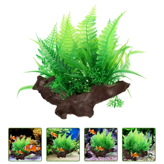 LULULION Realistic Tank Decoration Plastic Aquarium Grass for ...
