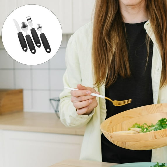 LULULION 1 Set of Adaptive Utensils Eating Stainless Steel Black for ...