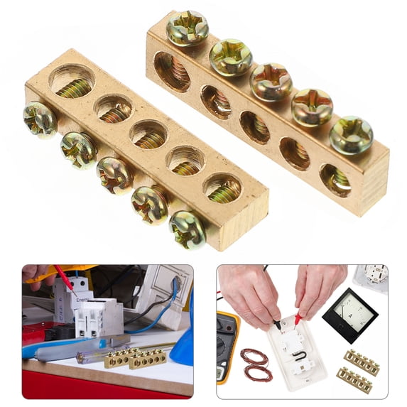LULULION 10Pcs Copper Screw Terminal Distribution Wire Ground Neutral ...