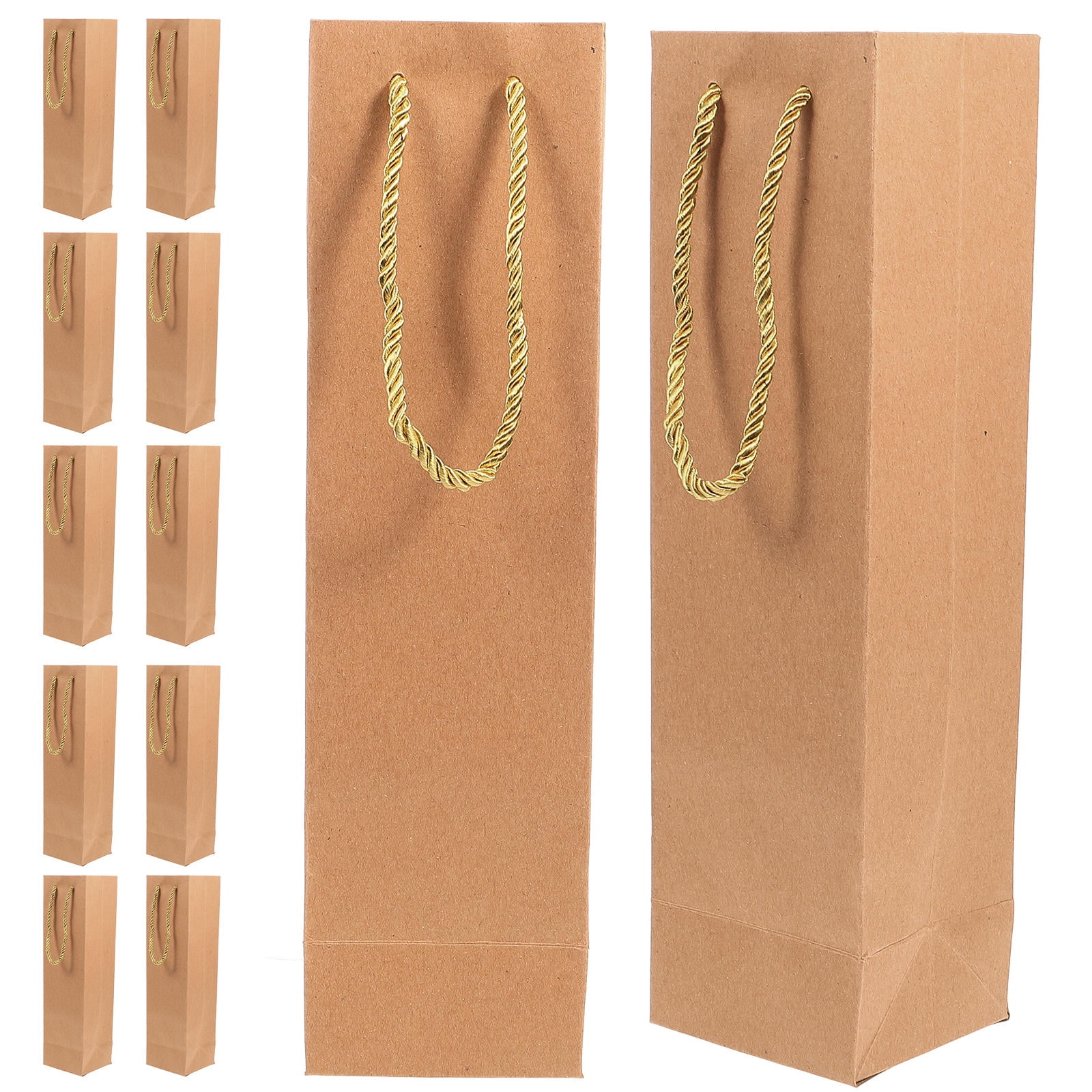LULULION 12Pack Water Bottle Carrier Bag Kraft Paper Tote Bags Orange ...