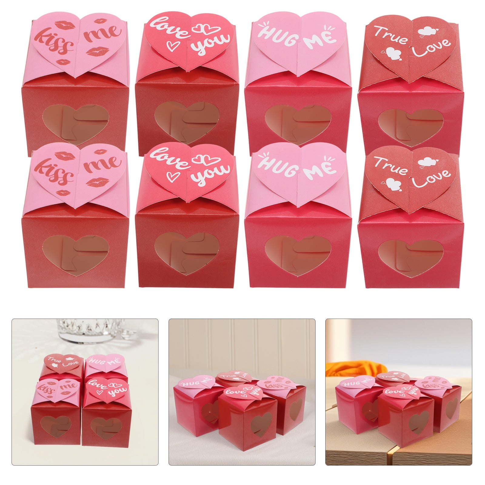 LULULION 12Pcs Heart Treat Boxes Wedding Favor Assorted Color Paper For ...