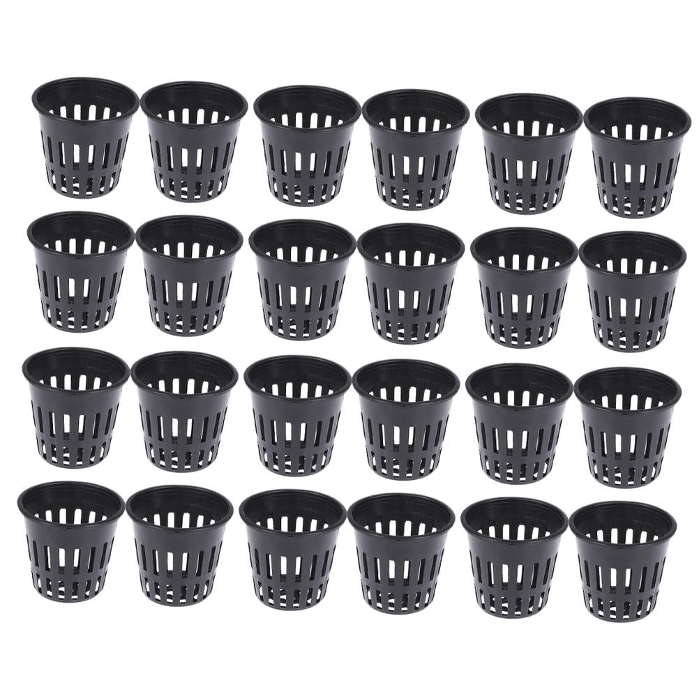 LULULION 24pcs Hydroponic Baskets Plastic Water Planting Bucket Black ...