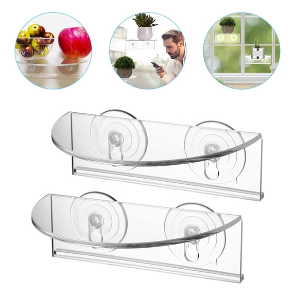 LULULION 2Pcs Clear Acrylic Shelves For Windows Suction Cup Holder ...