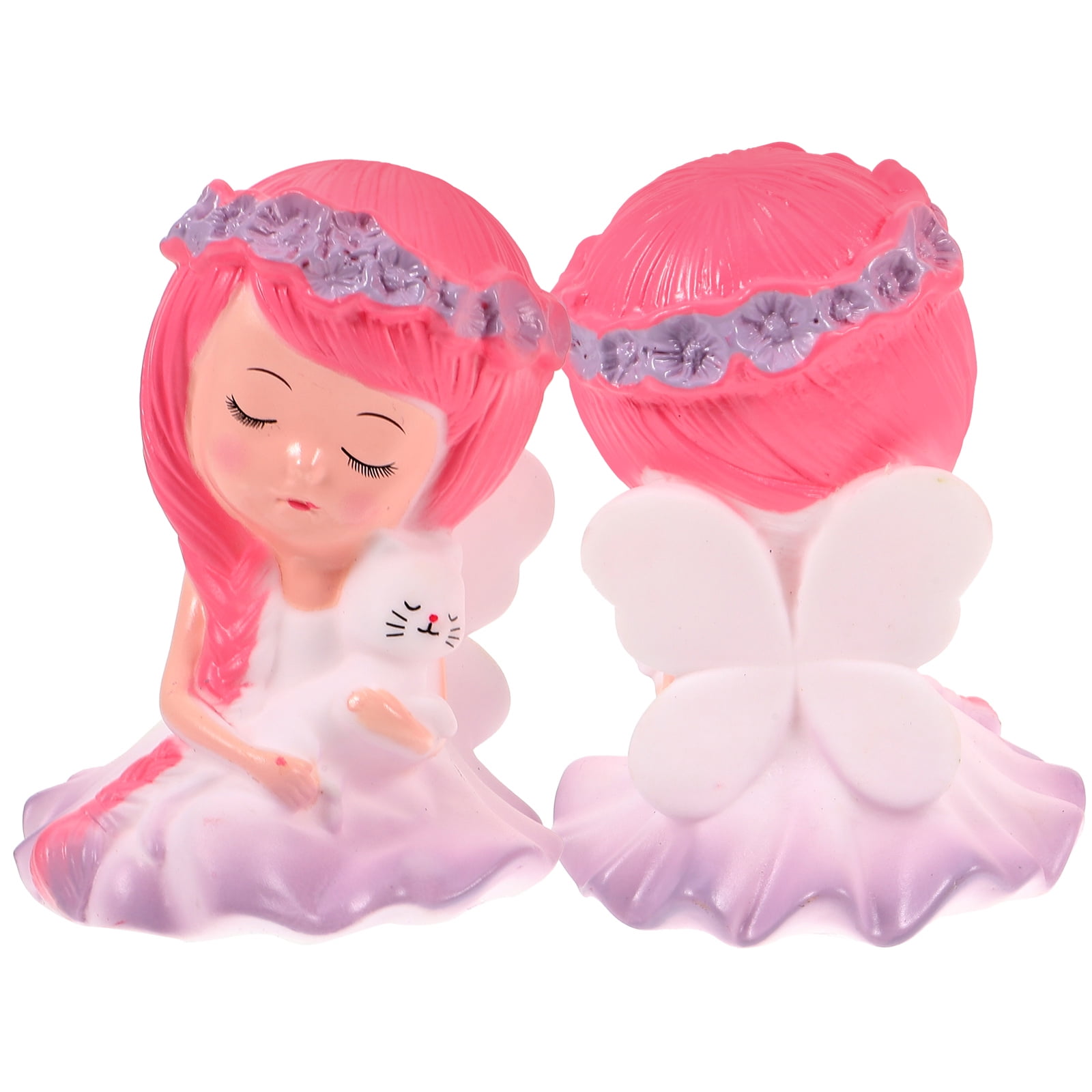 LULULION 2Pcs Girl Cake Statue Assorted Color Vinyl Baking Cake Decor ...