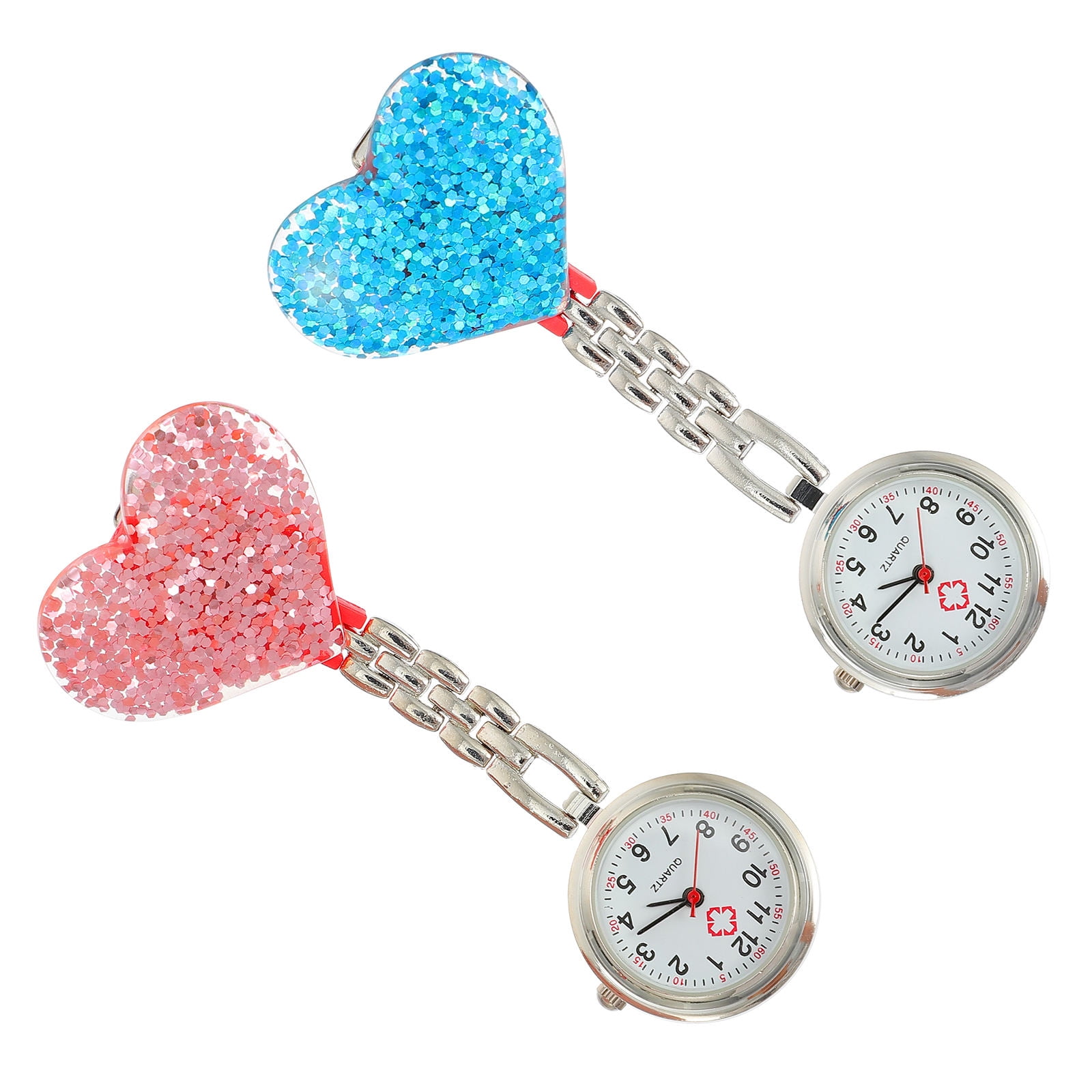 LULULION 2Pcs Hanging Fob Watch Trendy Pink Glass Mirror Timekeeping ...