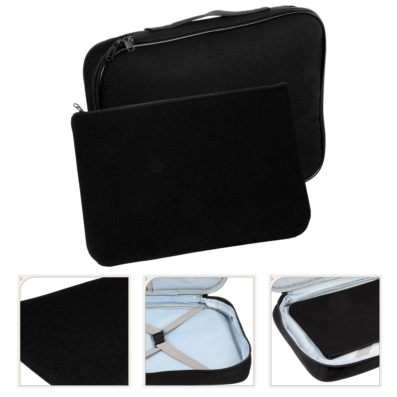 LULULION 2Set Lockable File Bag Document Organizer Boxes Black Storage ...