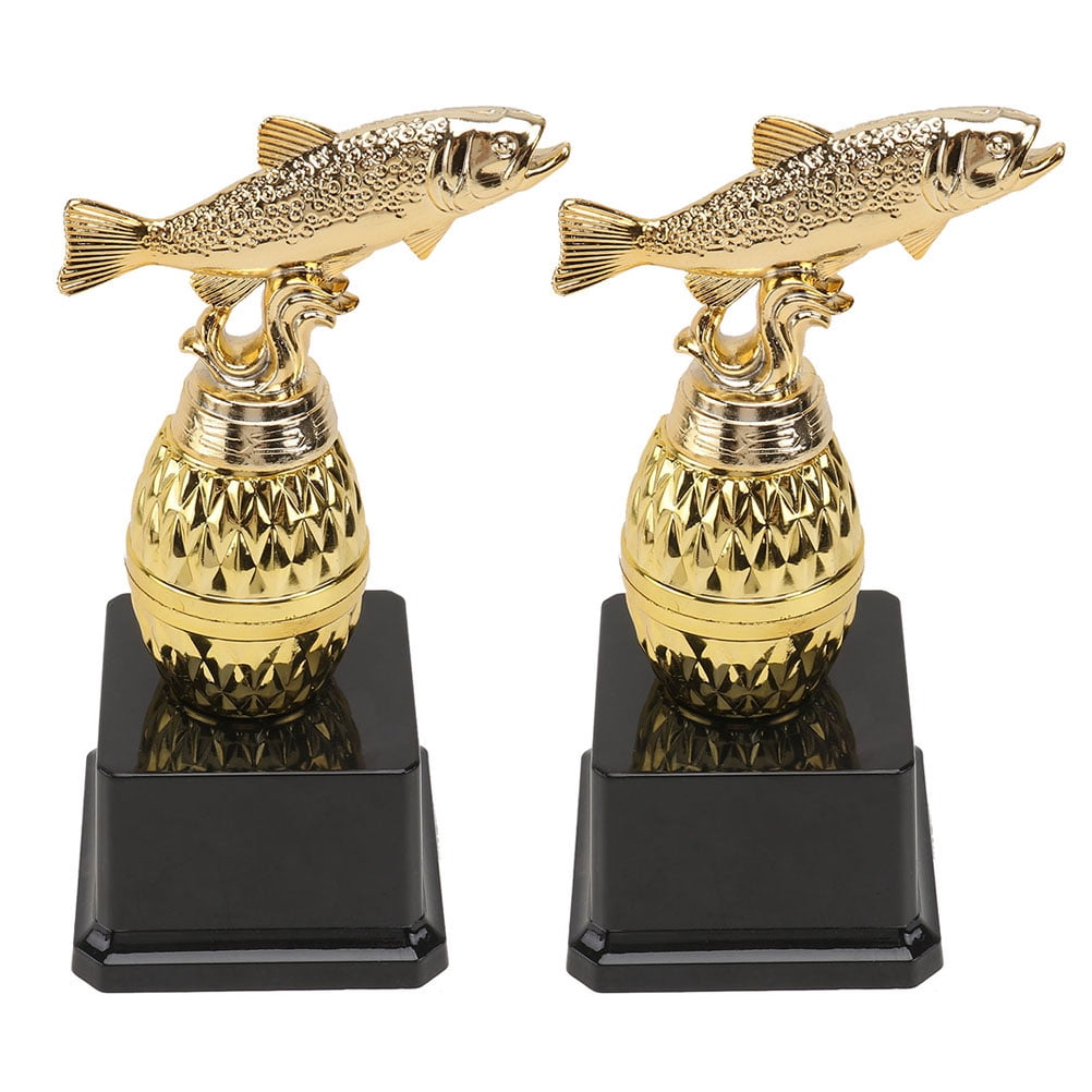 LULULION 2pcs Small Trophies Fish Trophy Golden Plastic for Competition ...